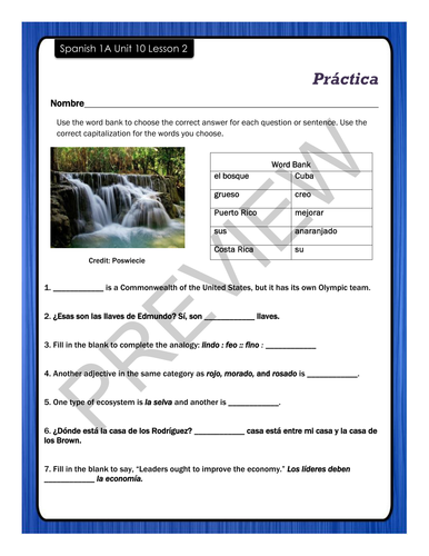 El Mundo Natural - The Natural World - Review Worksheet | Teaching ...