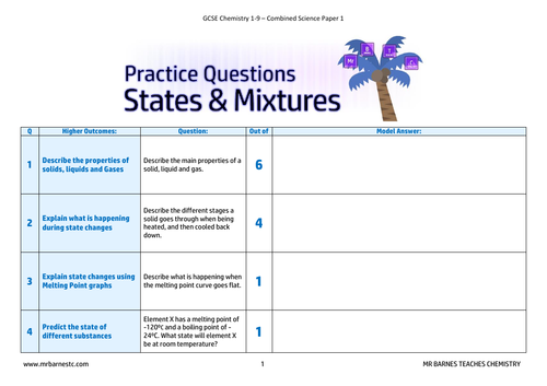 GCSE Chemistry 9-1: States of Matter and Mixtures Knowledge Check ...