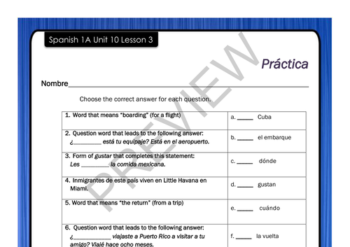 Los Viajes y La Cultura - Travel and Culture - Review Worksheet ...