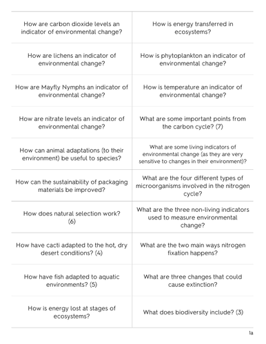 OCR 21st century Biology B1 B2 B3 revision cards | Teaching Resources