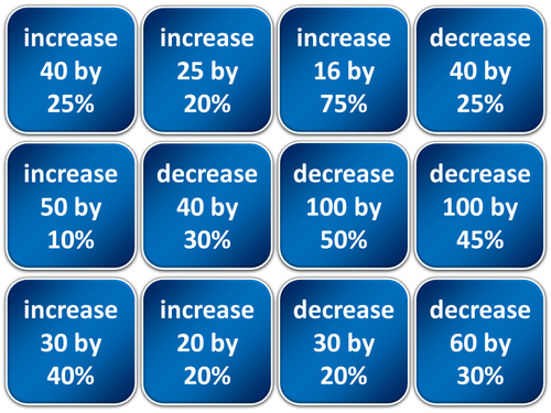 Percentage Increase and Decrease Matching Activity | Teaching Resources