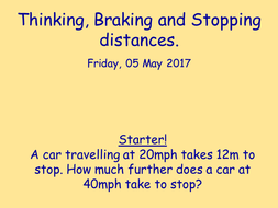 Thinking, braking and stopping distance | Teaching Resources