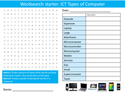 ICT Computing Types of Computer KS3 GCSE Wordsearch Crossword Anagram ...