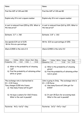 Maths GCSE Revision - Kagan Rally Coach | Teaching Resources