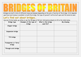 Bridges of Britain Geography KS2 research worksheets (2) | Teaching ...