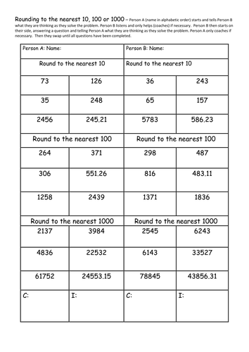 Rounding (10,100,1000),(1dp,2dp) - Rally Coach Kagan | Teaching Resources