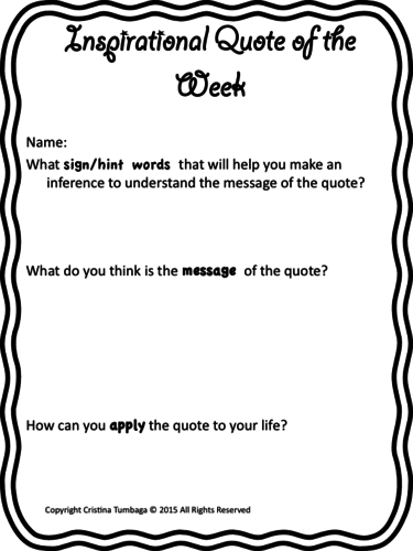 Inspirational Quotes: Making Inferences | Teaching Resources