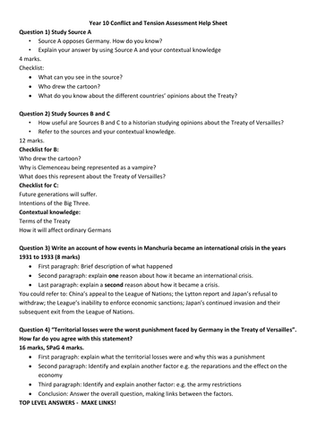 AQA New GCSE Conflict and Tension 1918-1939 End of unit test | Teaching ...