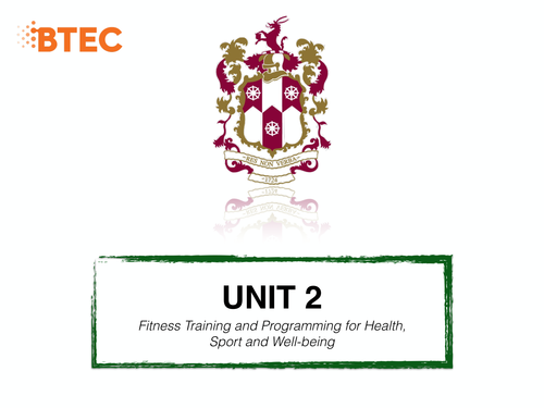 BTEC Level 3 Sport Unit 2 Fitness Training for Health and Wellbeing ...
