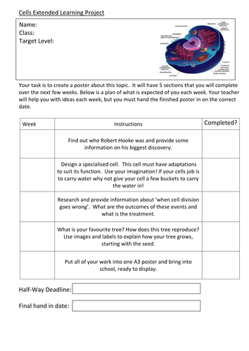 Y7 Homework Projects Science | Teaching Resources