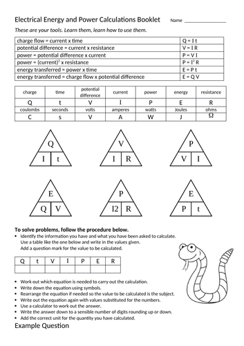 Electricity calculations | Teaching Resources