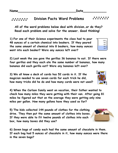 division-facts-word-problems-plus-division-facts-matchups-both-items