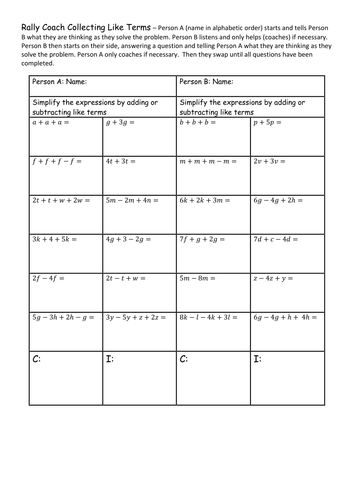 Solving equations -Algebra - Rally Coach (Kagan) | Teaching Resources