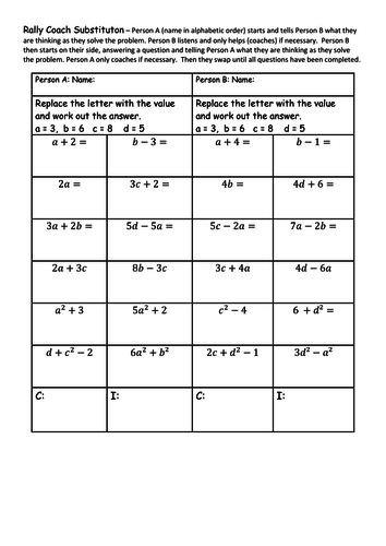 Solving equations -Algebra - Rally Coach (Kagan) | Teaching Resources