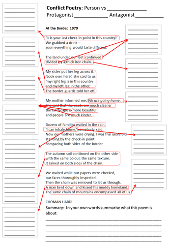 Conflict Poetry - At The Border - KS3/4 | Teaching Resources