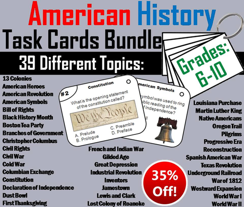 US History Task Cards Bundle | Teaching Resources