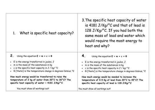 Specific Heat Capacity | Teaching Resources