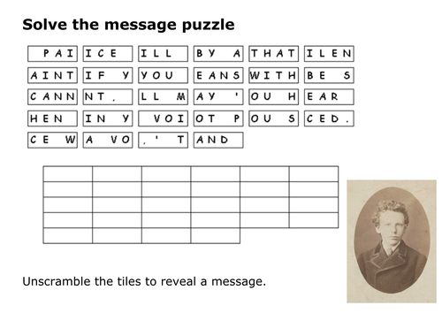 Solve the message puzzle from Vincent Van Gogh | Teaching Resources