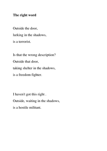 Unseen Poetry - The Right Word | Teaching Resources