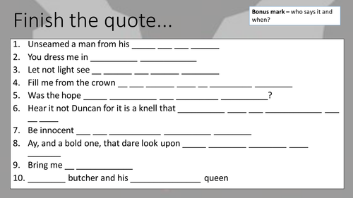 Macbeth revision lesson | Teaching Resources