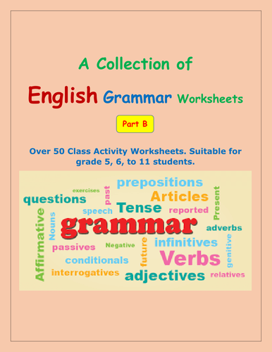 English Grammar Worksheet Part B | Teaching Resources