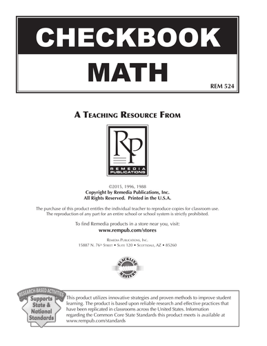 Checkbook Math | Teaching Resources