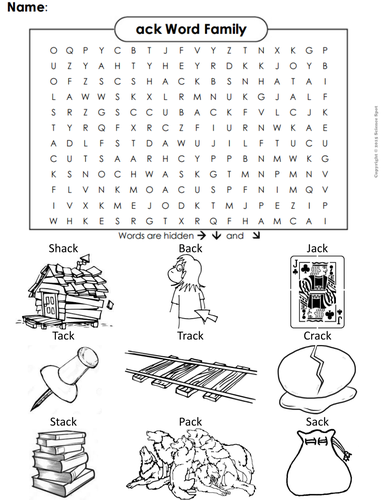 ack Word Family Word Search | Teaching Resources