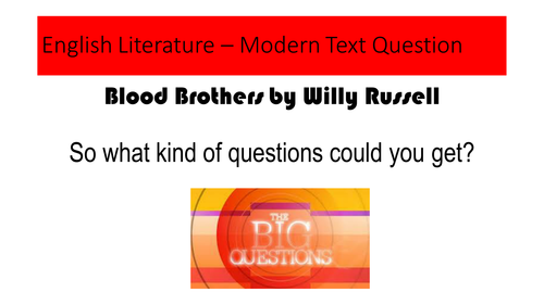AQA ENGLISH LITERATURE PAPER 1 BLOOD BROTHERS | Teaching Resources