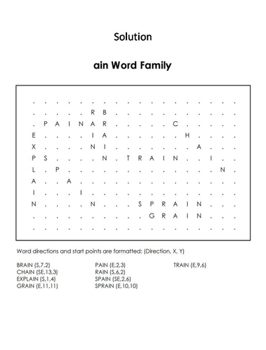 ain Word Family Word Search | Teaching Resources