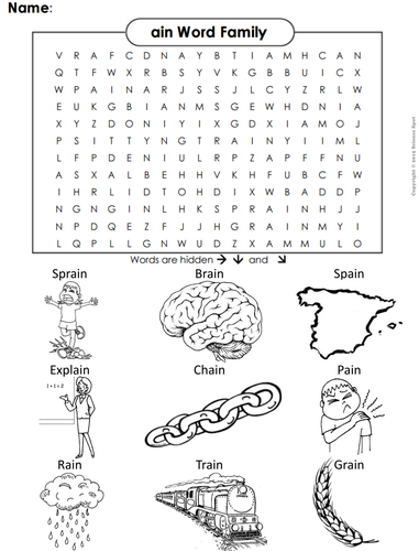 ain Word Family Word Search | Teaching Resources