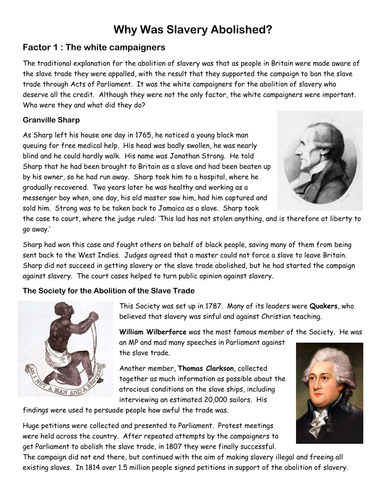 Abolition of slavery (4 / 5 lessons) | Teaching Resources