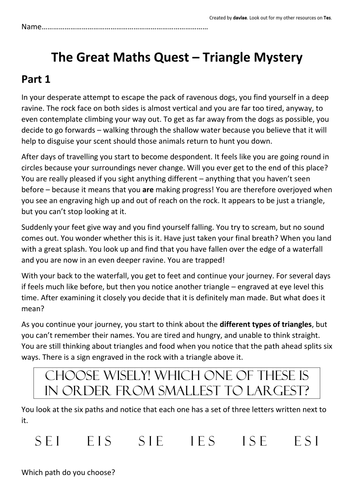 The Great Maths Quest - Triangle Mystery | Teaching Resources