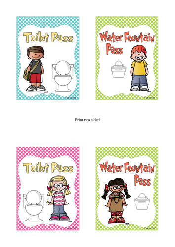 Toilet Pass | Teaching Resources