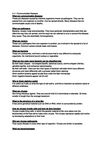 OCR A A-Level Biology 4.1.1 Disease 12 Pages | Teaching Resources