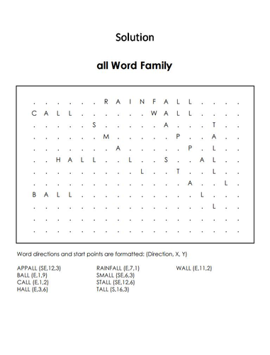 all Word Family Word Search | Teaching Resources