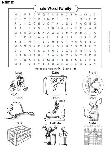ate Word Family Word Search | Teaching Resources
