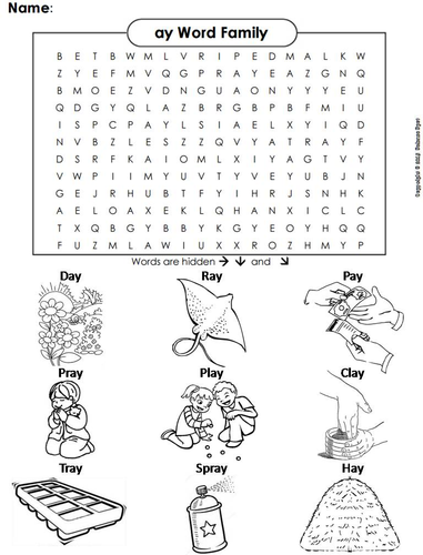 ay Word Family Word Search | Teaching Resources