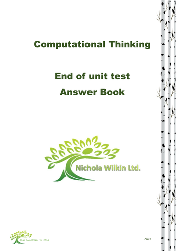 Computational Thinking End Of Unit Test Teaching Resources