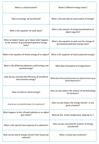 NEW AQA combined Science Energy unit revision | Teaching Resources