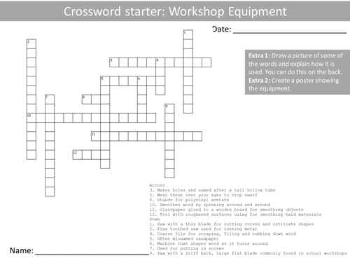 30 Crosswords Design Technology KS3 GCSE Keyword Starters Wordsearch ...