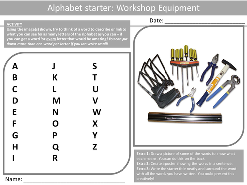 30 Alphabet Analysers Design Technology KS3 GCSE Keyword Starters ...