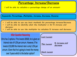 Percentage Increase and Decrease | Teaching Resources