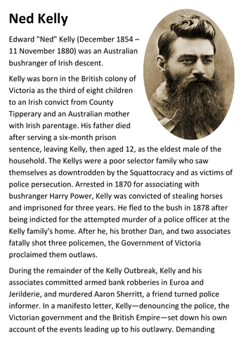 Ned Kelly Activity Bundle | Teaching Resources