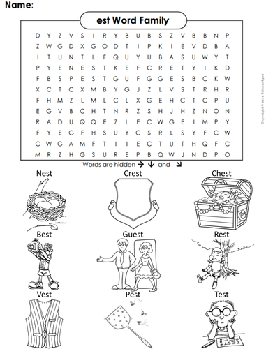 est Word Family Word Search | Teaching Resources