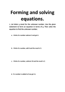 Forming and solving equations. Year 7. (With answers) | Teaching Resources