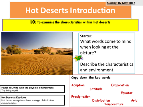 Intro to Hot deserts AQA | Teaching Resources