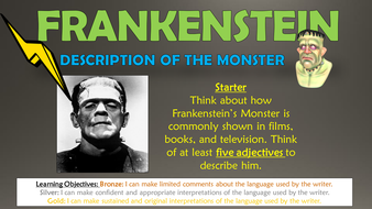 Frankenstein: Shelley's Description of the Monster! | Teaching Resources