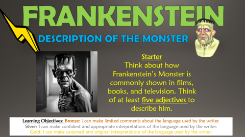 Frankenstein: Shelley's Description of the Monster! | Teaching Resources
