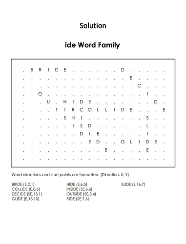 ide Word Family Word Search | Teaching Resources