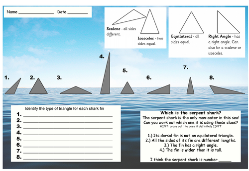 Types of triangle _ shark fin puzzle (mastery/deeper thinking maths ...